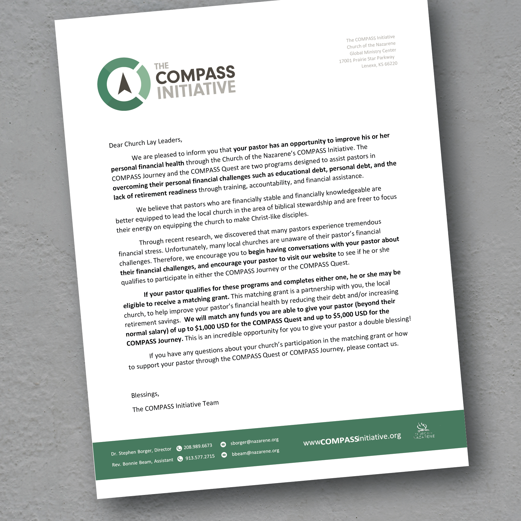 Introduction Letter for Church Boards – Compass Initiative